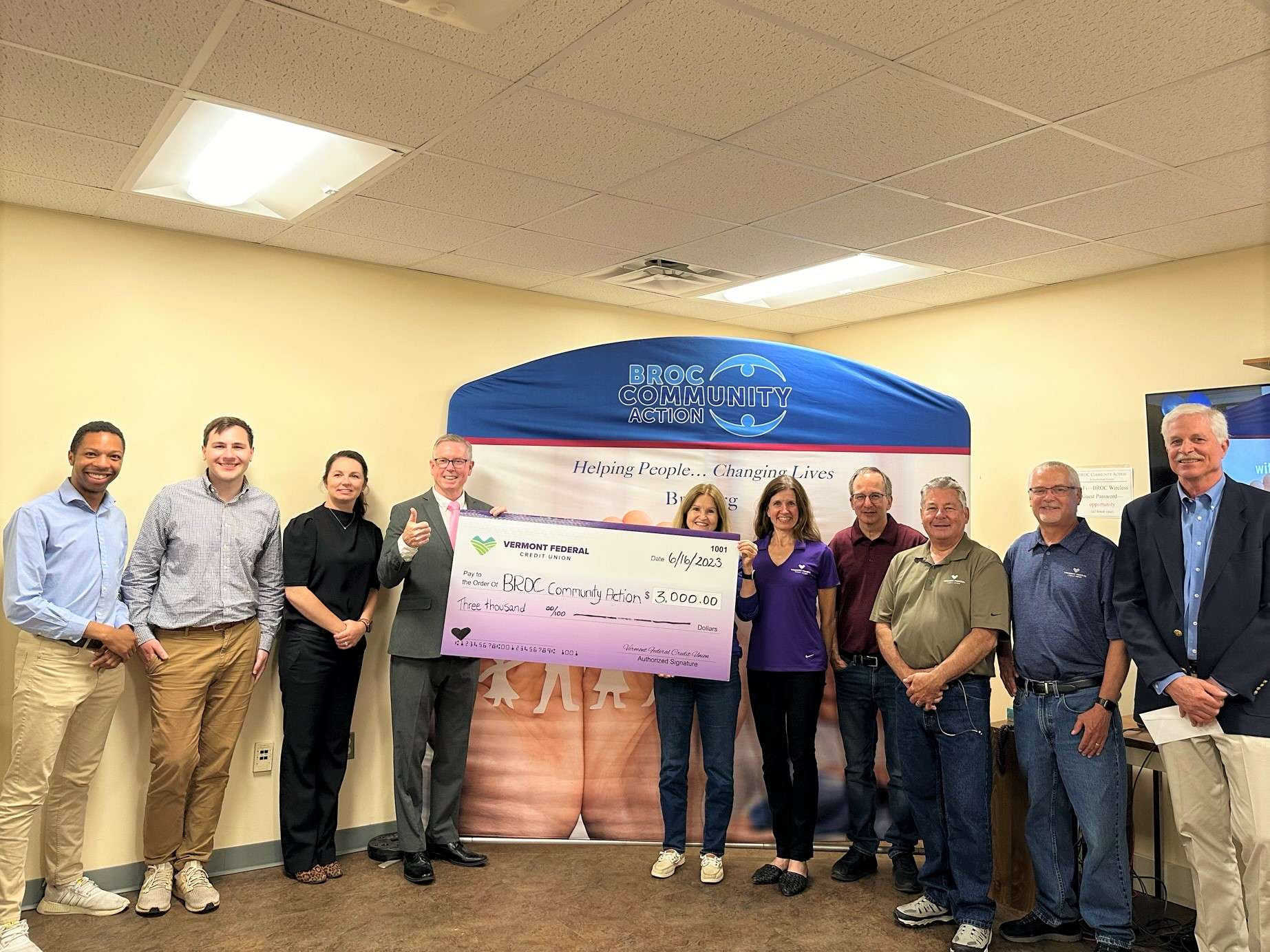 VFCU Donates $3,000 to BROC Community Action in Rutland